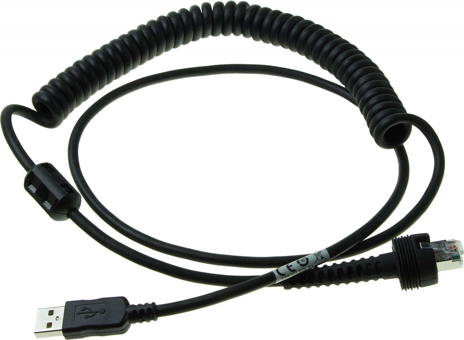 USB cable coiled 2.40 m IP67 for Datalogic PowerScan 9600 | POSdata.eu